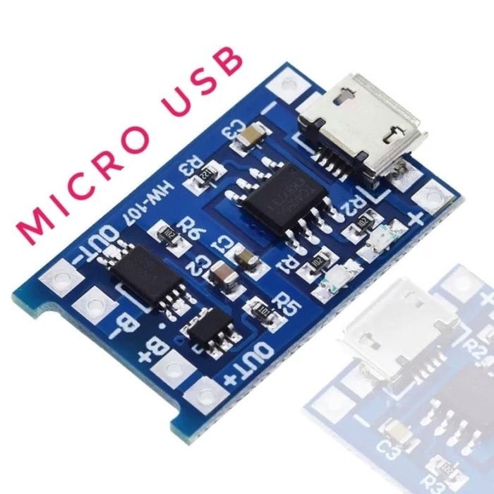 Jual TP4056 1A USB C Micro USB Battery Charging Control + Baterai ...