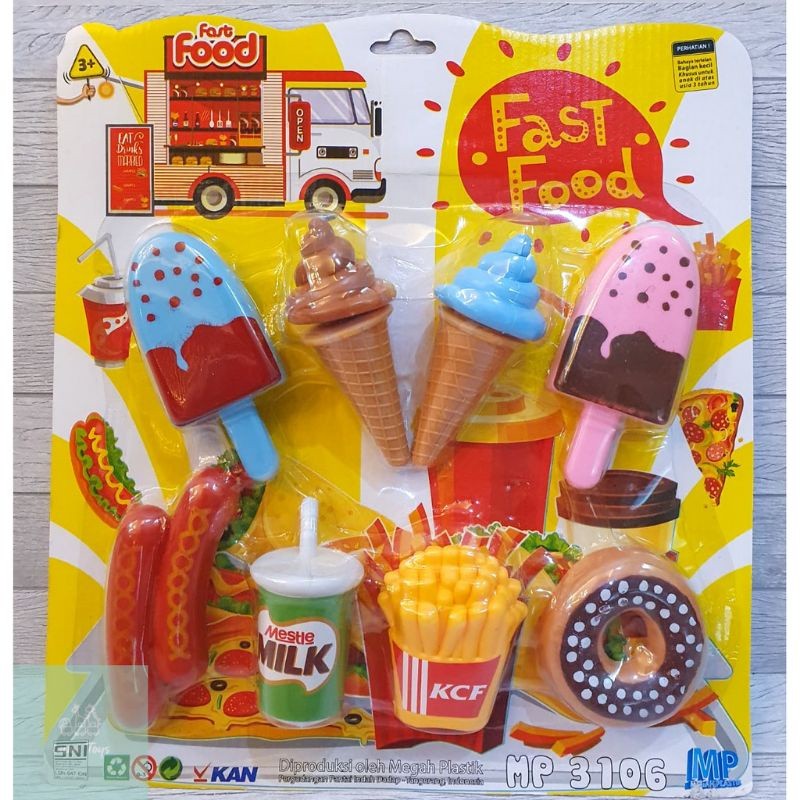 Jual Mainan Anak Fast Food Set Makanan French Fries Ice Cream Donut ...