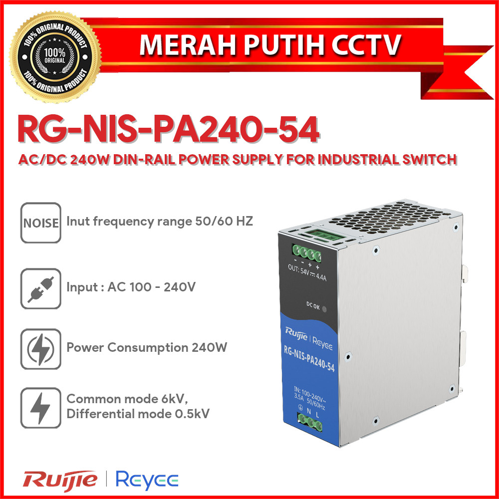 Jual RUIJIE REYEE RG-NIS-PA240-54 AC/DC 240W DIN-RAIL POWER SUPPLY FOR INDUSTRIAL SWITCH ...