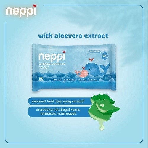 Jual Neppi Wipes Tisu Basah Bayi isi 50's [ Non Parfume / Parfume ...