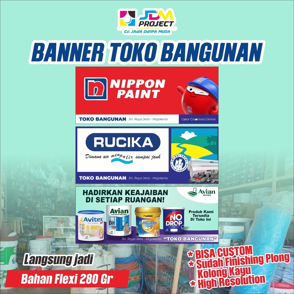 Jual Cetak Kilat - Spanduk Brand Toko Bangunan Nippon Paint , Rucika ...
