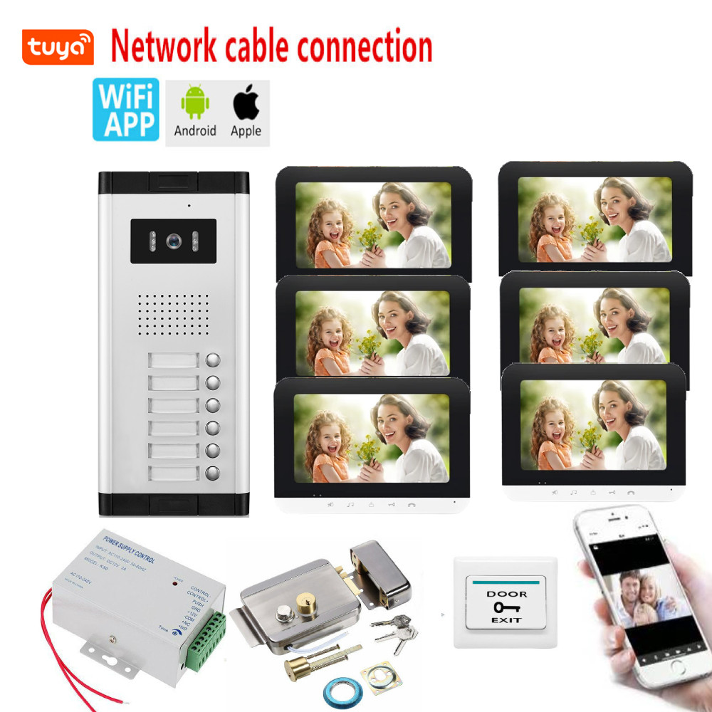 Jual Tuya Video Doorbell Network Cable Port WIFI Monitor Electric Lock ...