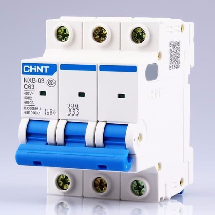 Jual MCB CHINT MCB 3 Pas 3 Phase 3P 6KA NXB-63 10A 40A ampere AC220V ...