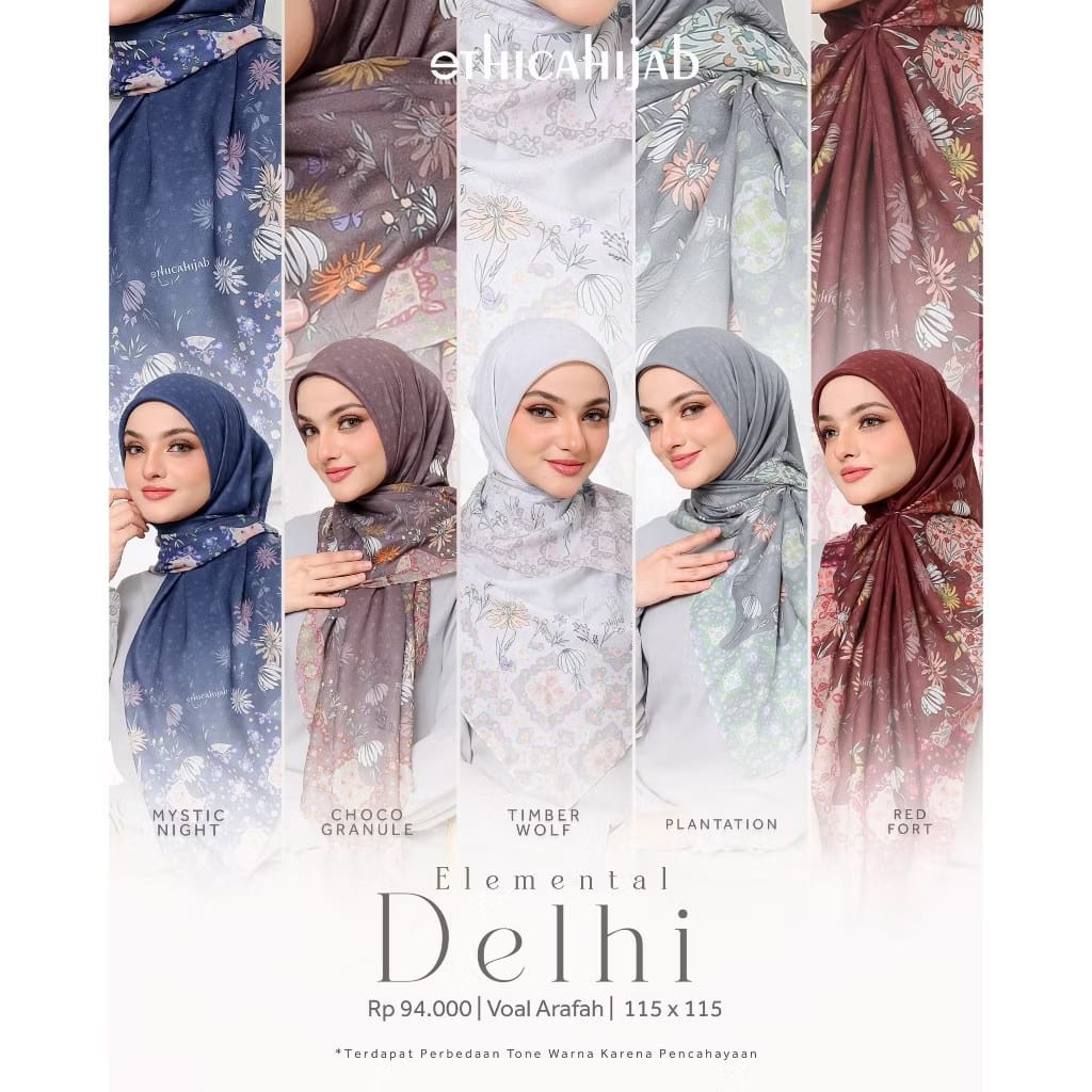 Jual Elemental Delhi Hijab SegiEmpat Bermotif Bahan Voal by Ethica ...