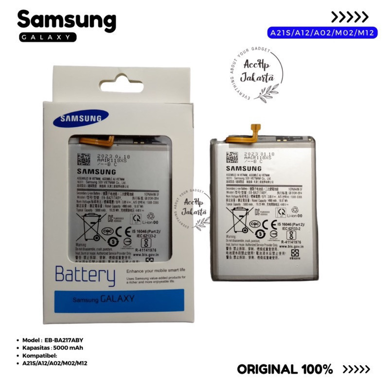 Jual Batre Baterai Batrai Samsung A21S A02 A12 A04S M02 M12 A13 EBBA217ABY Original 100% ...