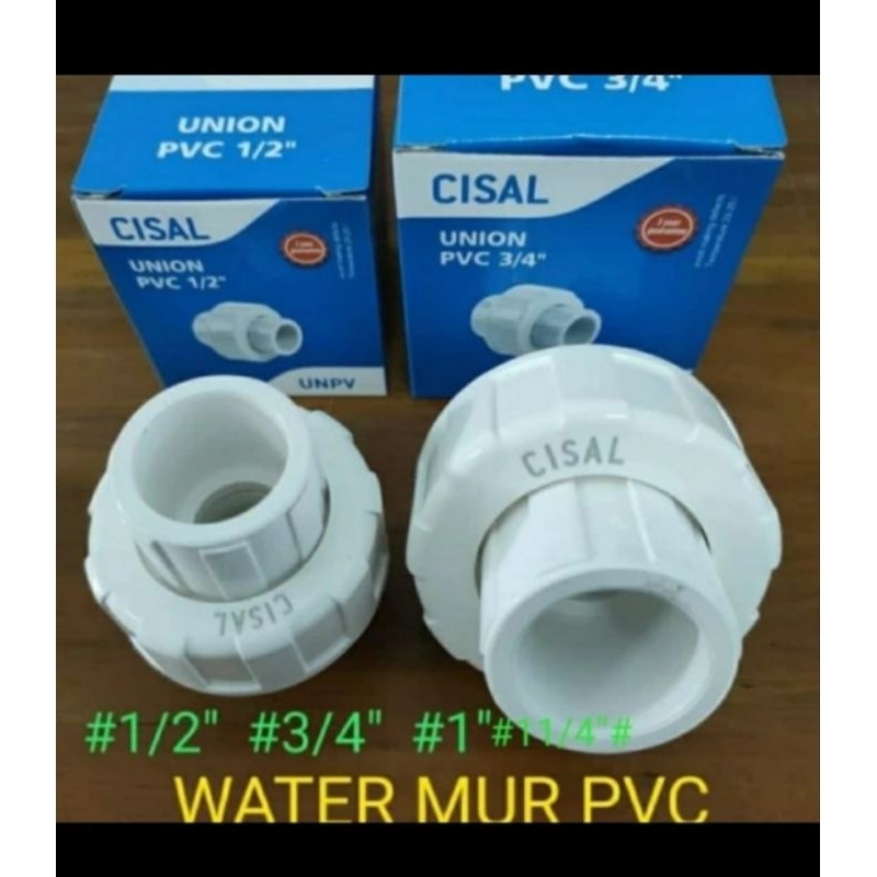 Jual Watermur PVC CISAL water mur pompa plastik polos union fitting 1/2 ...