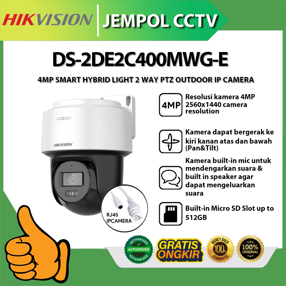 Jual HIKVISION DS-2DE2C400MWG-E 4MP SMART HYBRID LIGHT 2 WAY PTZ OUTDOOR IP CAMERA | Shopee ...