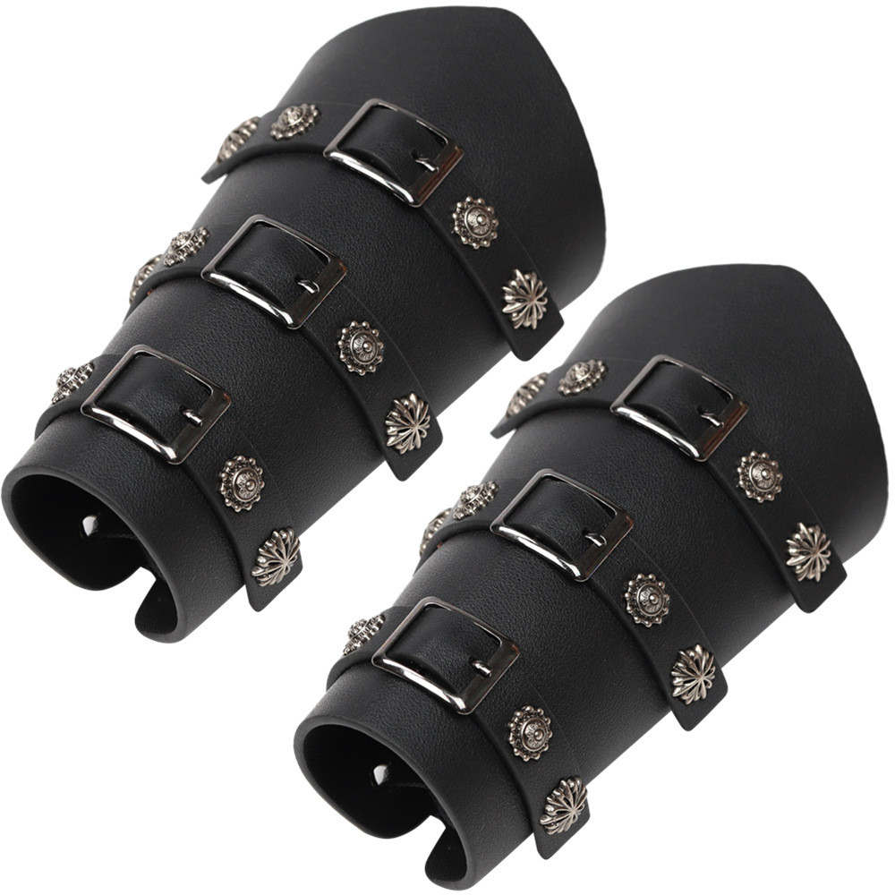 Jual 1PCS Meeval Larp Knight Arm Cuff Leather Bracer Punk Buckle Strap ...