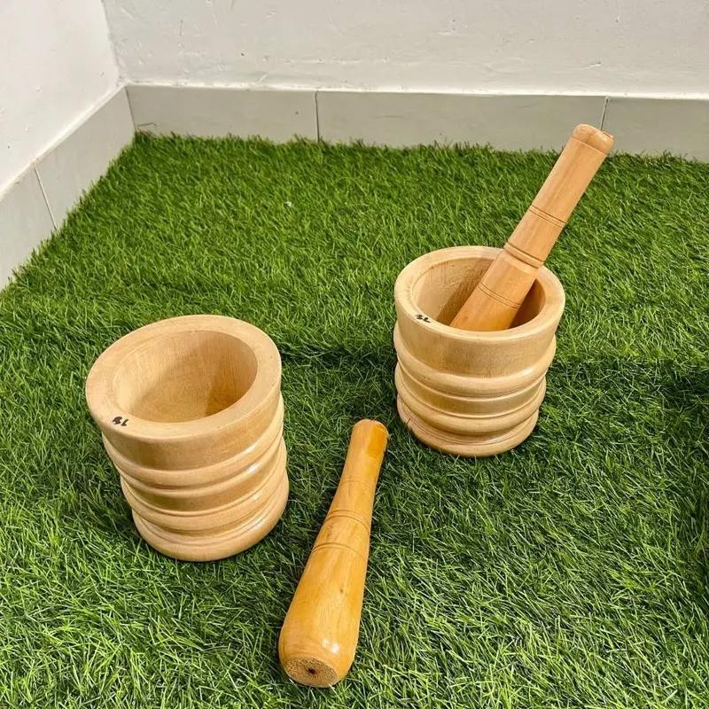 Jual Set Lumpang Kayu tumbukan alu Alat penghalus bumbu dan penumbuk ...