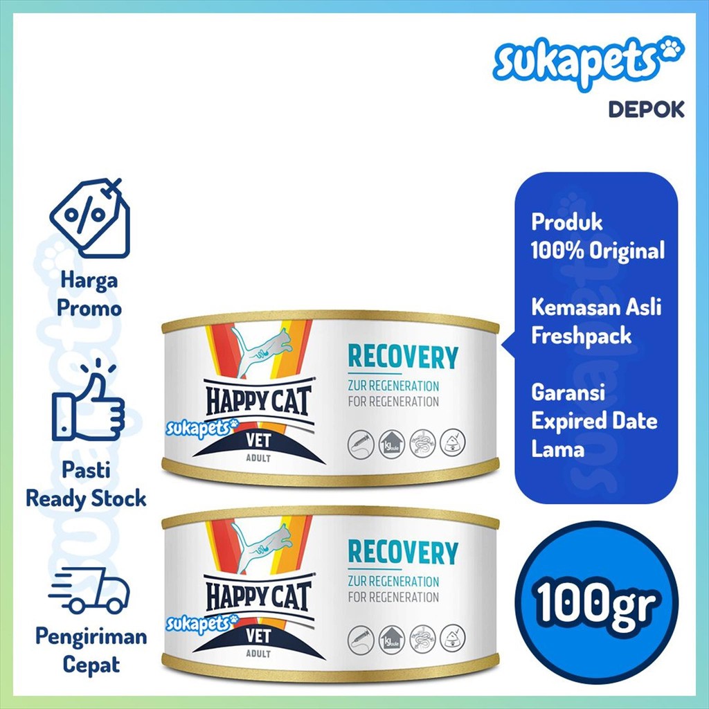 Jual Happy Cat Vet Recovery Wet Food Makanan Kucing Kaleng 100gr ...