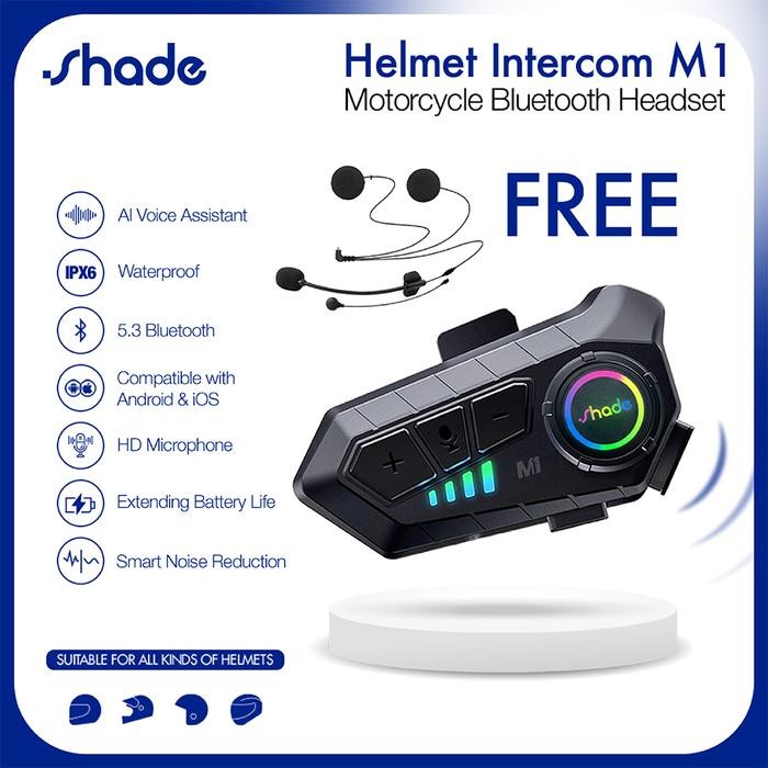Jual SHADE Headset Helm Bluetooth / HeadPhone Helm Bluetooth / Intercom ...