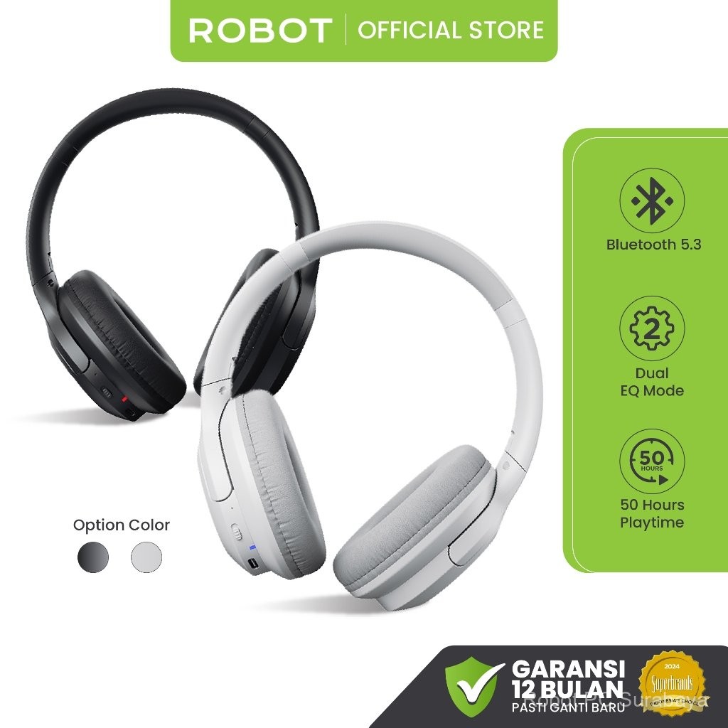 Jual ROBOT Headphone H20 Spirit Headset Bluetooth Cip 5.3 Koneksi ...