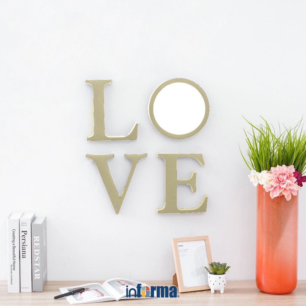Jual Informa 22.5X22.5X4 cm Set 4 Pcs Hiasan Dinding Love - Gold Wall ...