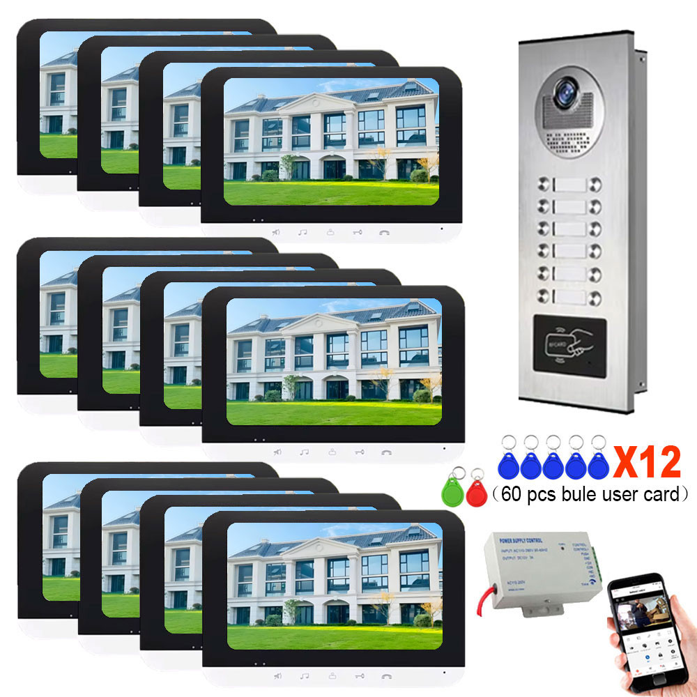 Jual 7 Inch WiFi Monitor Video Intercom for 12 Apartments Door Access ...