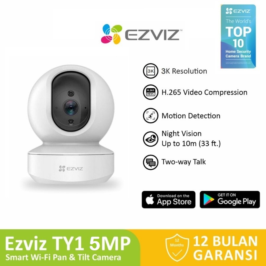 Jual Ezviz TY1 Pro 5MP 3K Smart Home Wifi Pan Tilt IP Camera CCTV ...