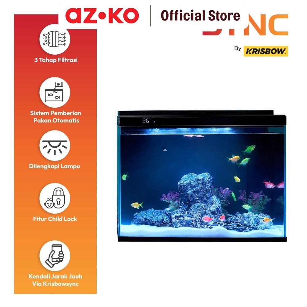 Jual AZKO Krisbow Sync 30 ltr Smart Aquarium Nano With Feeder - Hitam ...
