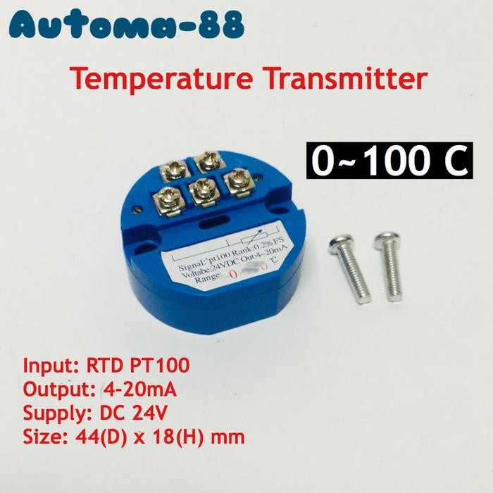 Jual AUTO Temperature Transmitter 4-20mA input RTD PT100 3 wire DC 24V ...