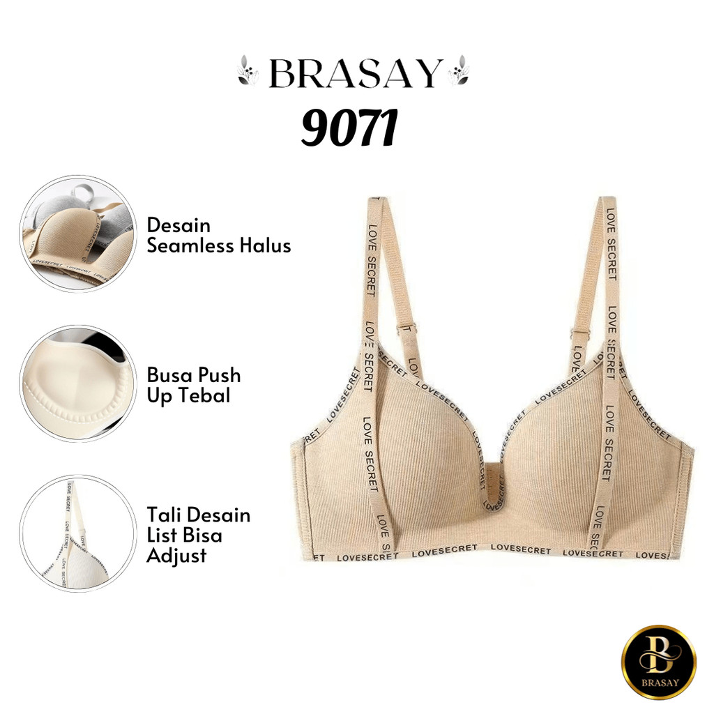 Jual Brasay Bra Push Up Tanpa Kawat Wanita Bra Seamless Wanita Korea Fashion Bralette List LOVE ...