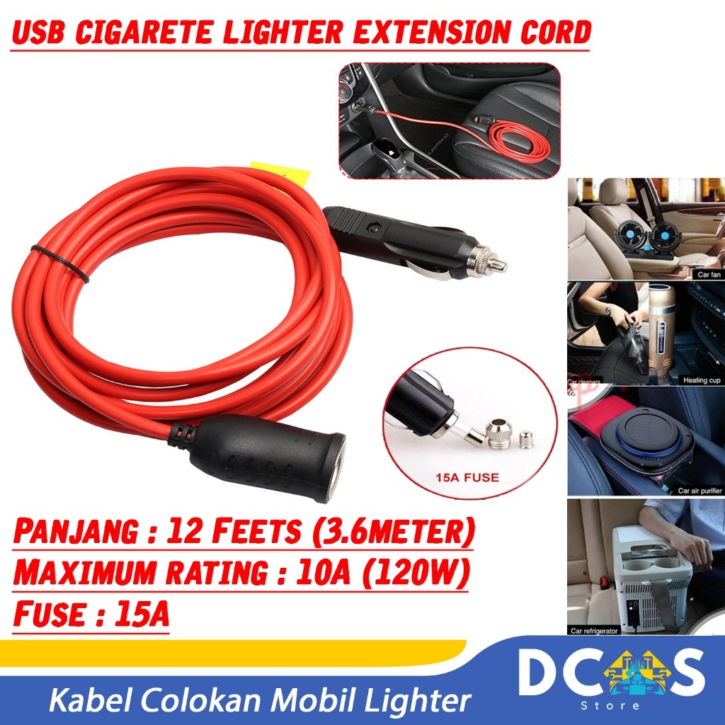 Jual Kabel Colokan Mobil Cigarette Lighter Extension Colokan Rokok ...