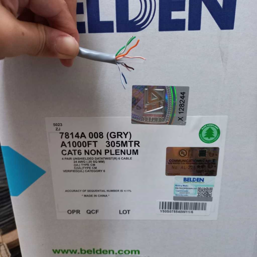 Jual Kabel Lan BELDEN Cat 6 Belden UTP Cat6 7814A Abu Abu 100 Meter | Shopee Indonesia