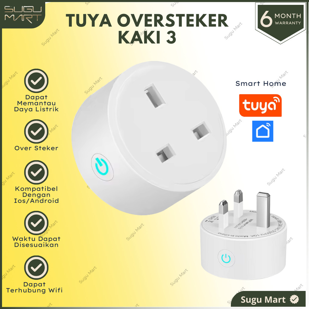 Jual Tuya Wifi Smart Home Plug | Stop Kontak | Steker | Colokan Kaki 3 ...