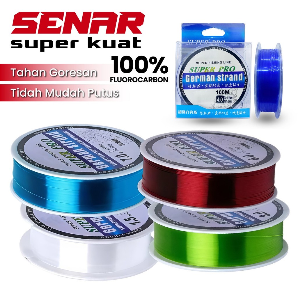 Jual Senar Pancing Fluorocarbon German Strand 200M Tali Senar Nylon ...