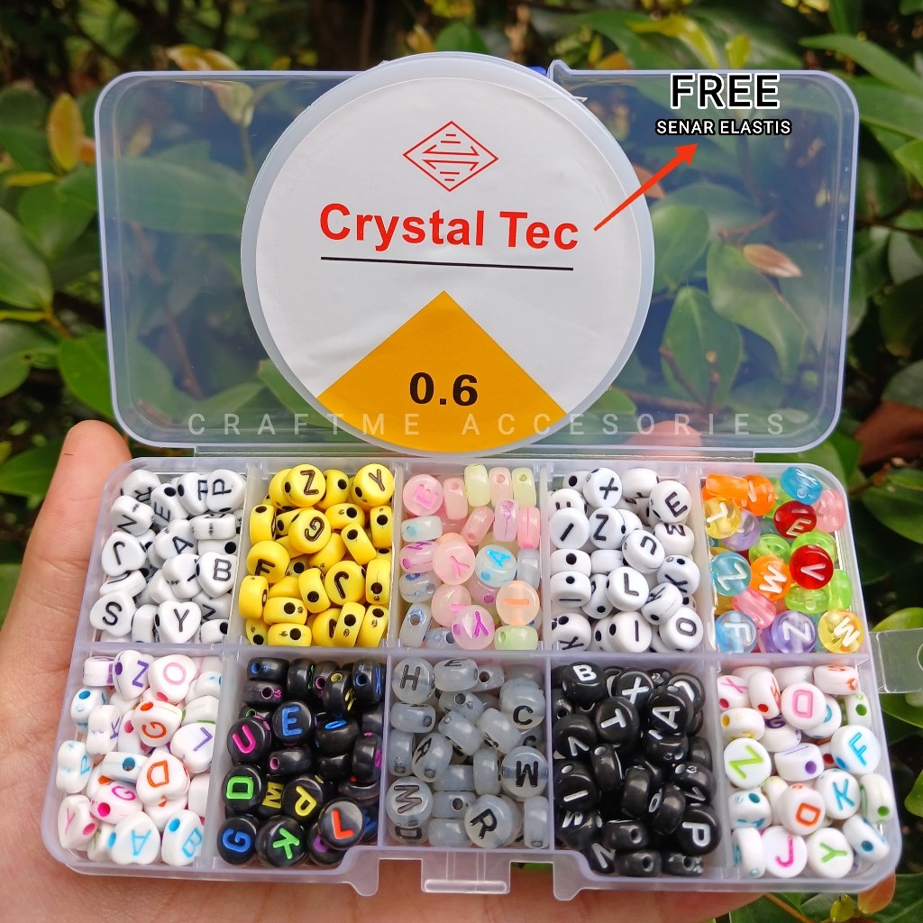Jual Cod 1BOX - Manik Manik Huruf Bulat Mix Free Senar Elastis | Shopee Indonesia