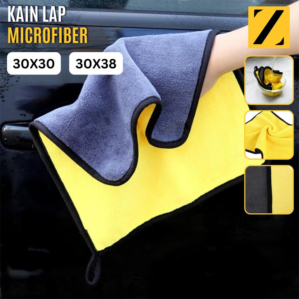 Jual Kain Lap Mobil Microfiber 30x30 30x40 2 Sisi Lap Motor Kendaraan ...