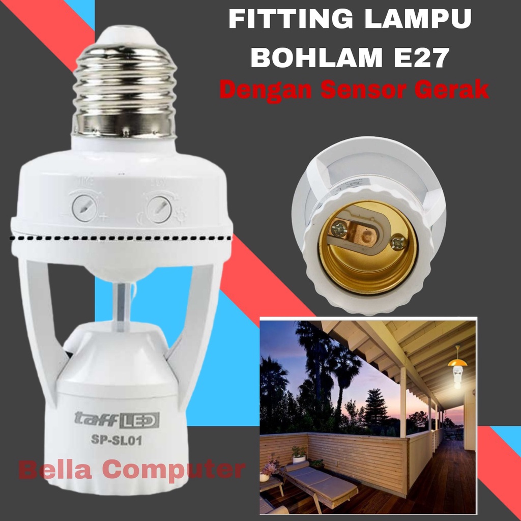 Jual TaffLED Fitting Lampu Bohlam PIR Sensor 2000 LUX 240V 60W E27 - SP ...