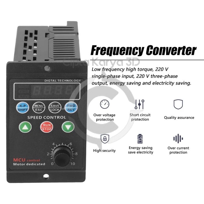 Jual Motor Speed Controller Inverter Input 220V 1 Phase Output 3 Phase ...