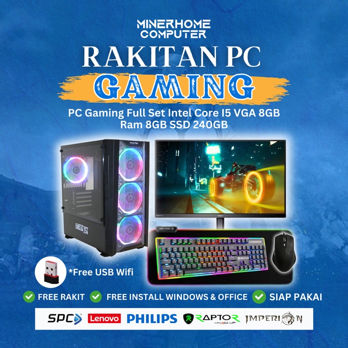 Jual PC Rakitan Gaming Full Set Intel Core I5 VGA 8GB Ram 8GB SSD 240GB ...