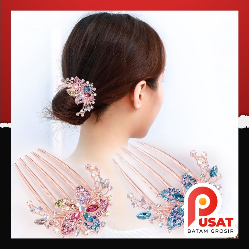 Jual Pusat Batam Grosir - F1113 Sirkam Rambut Wanita Motif Elegan Kupu ...