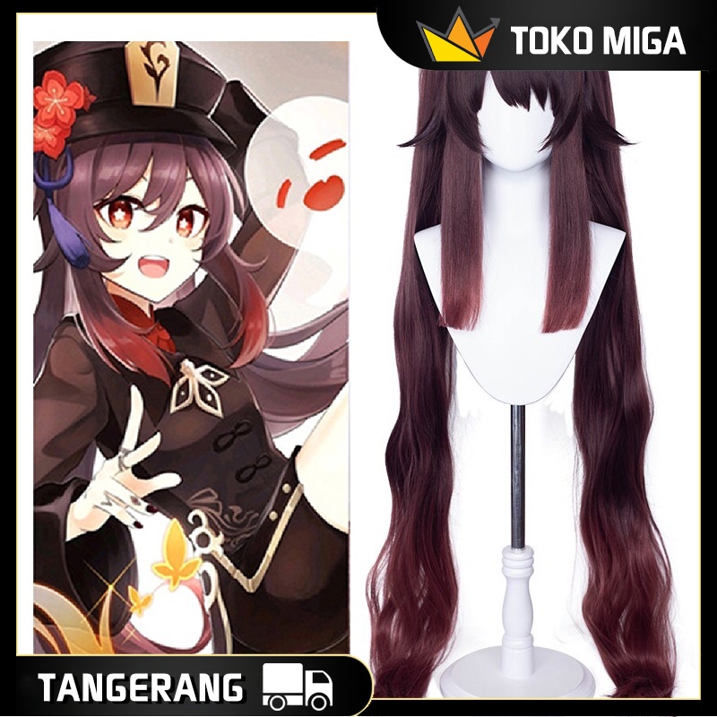 Jual Anime Game Hu Tao Hutao Cosplay Wig Hutao Hitam Pursun Genshin ...