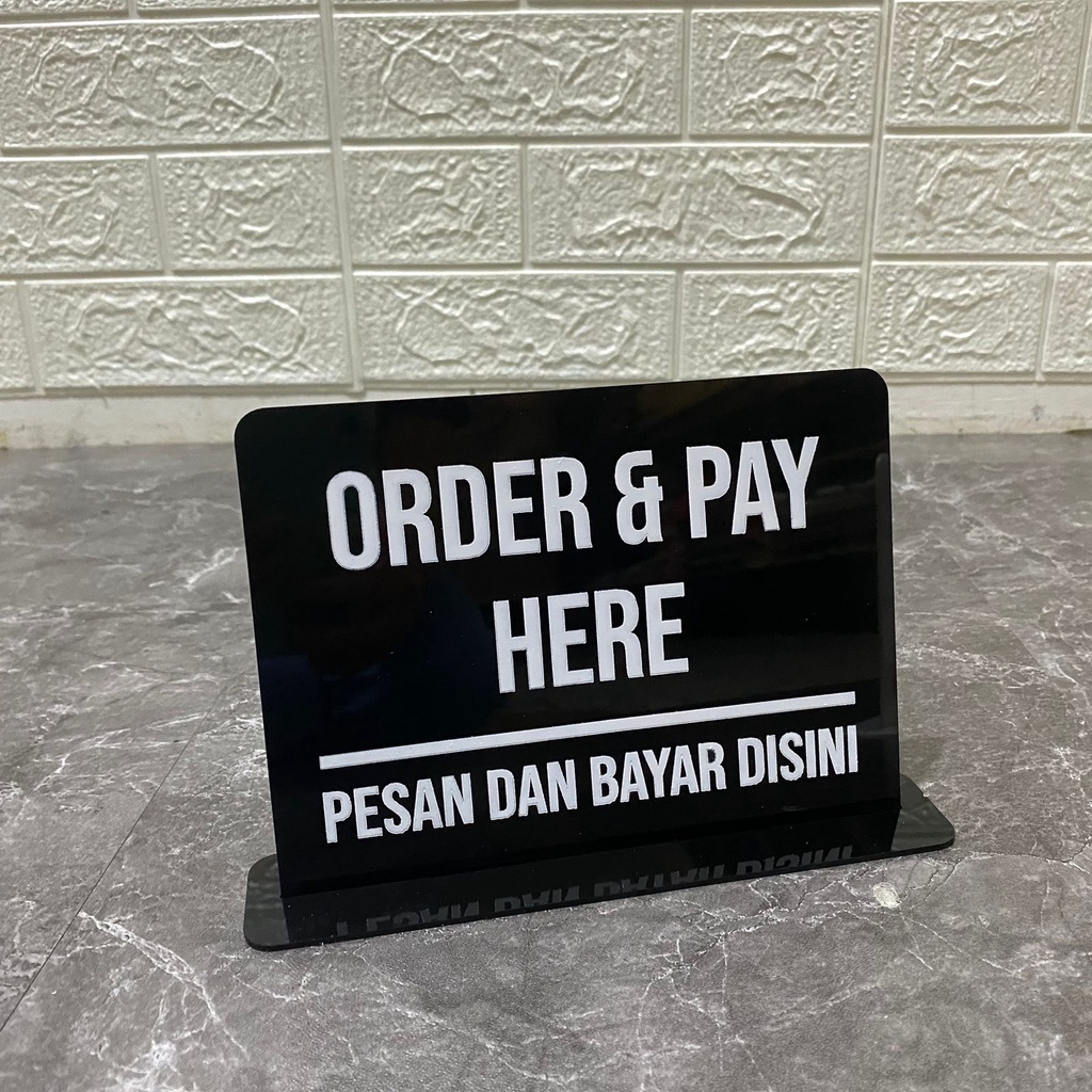 Jual Order Pay Here Bayar Disini Sign | Acrylic | Akrilik | Shopee ...