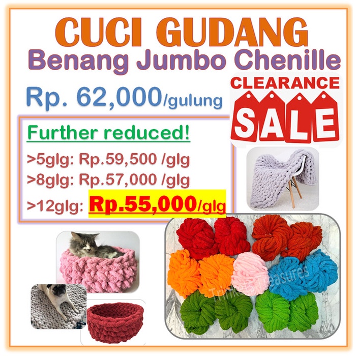 Jual Benang rajut big loop jumbo chenille chunky tebal loopy giant yarn ...