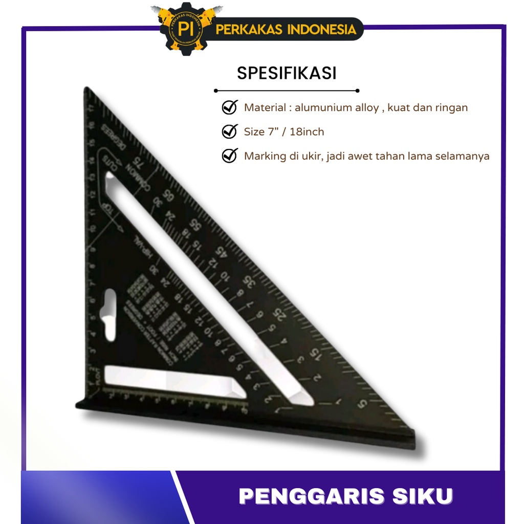 Jual Speed Square 7 Inch Premium Quality Hitam Penggaris Siku Segitiga ...
