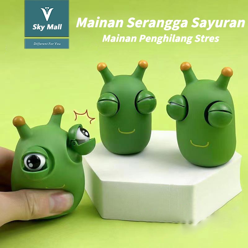 Jual SKY MALL Mainan Anti Stres Mainan Mata Hijau Ulat Cubit Bentuk ...
