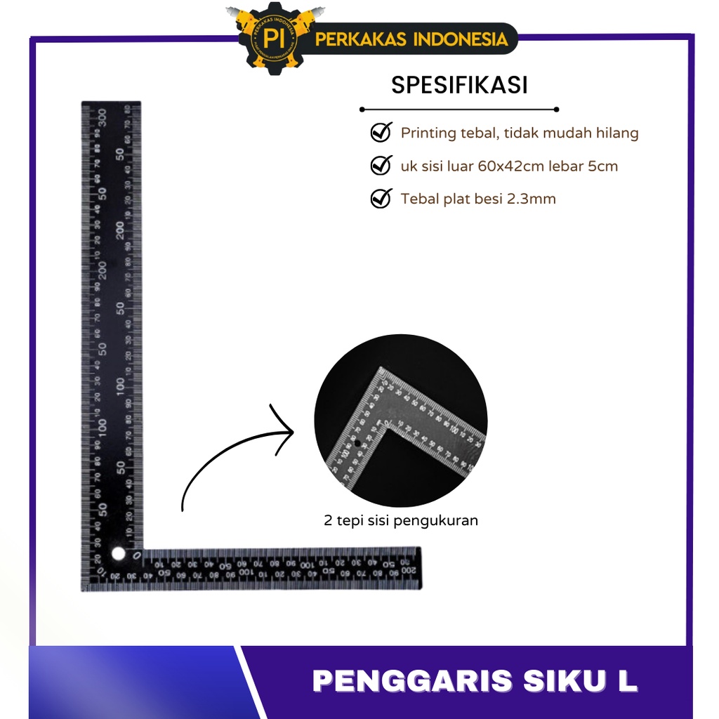 Jual Penggaris Siku L Besi Panjang 40-60 cm Garisan Presisi L Alat Ukur ...