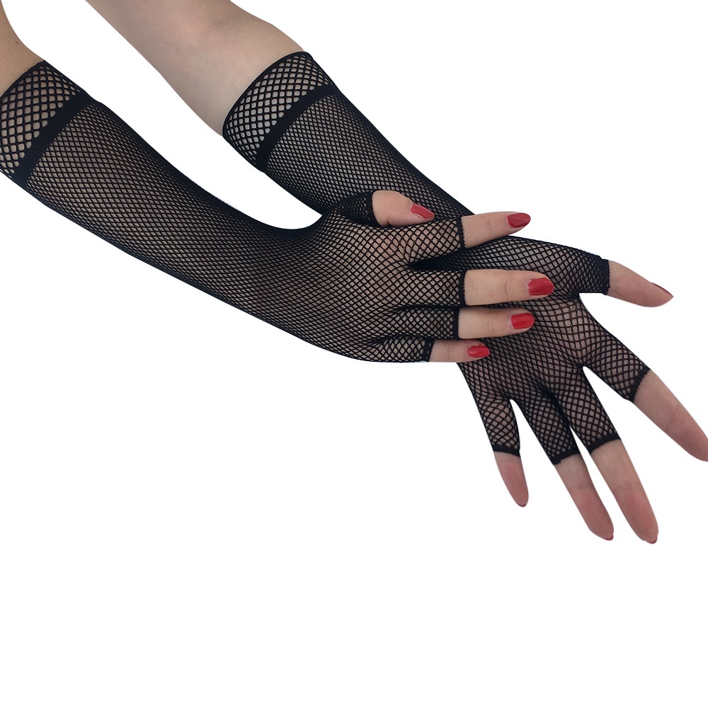Jual sarung tangan lengan panjang long fishnet net gloves harajuku ...
