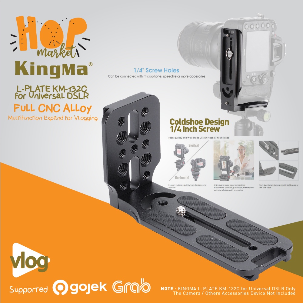 Jual KingMa KM-132C Aluminium Alloy L Plate Bracket for Universal DSLR ...