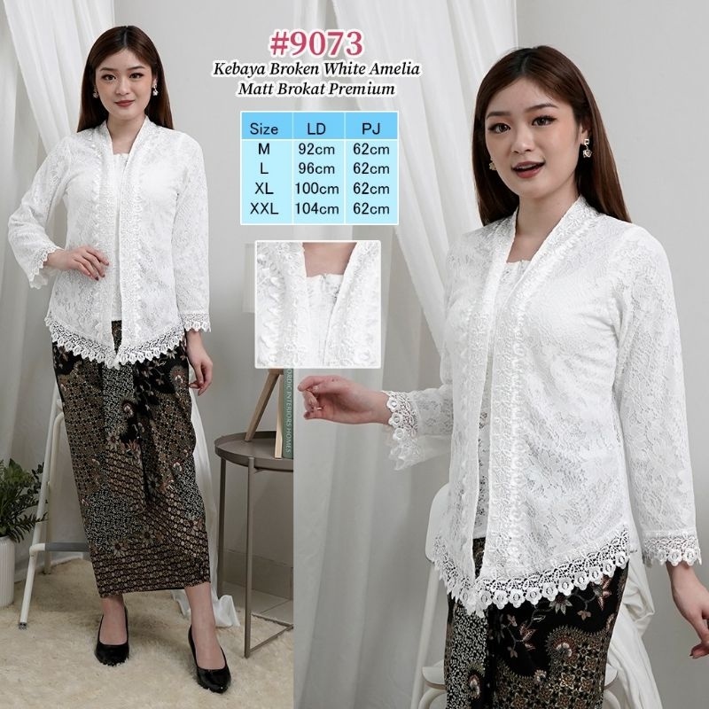 Jual Atasan Kebaya Encim Brokat Amelia Warna Putih Lengan Panjang ...