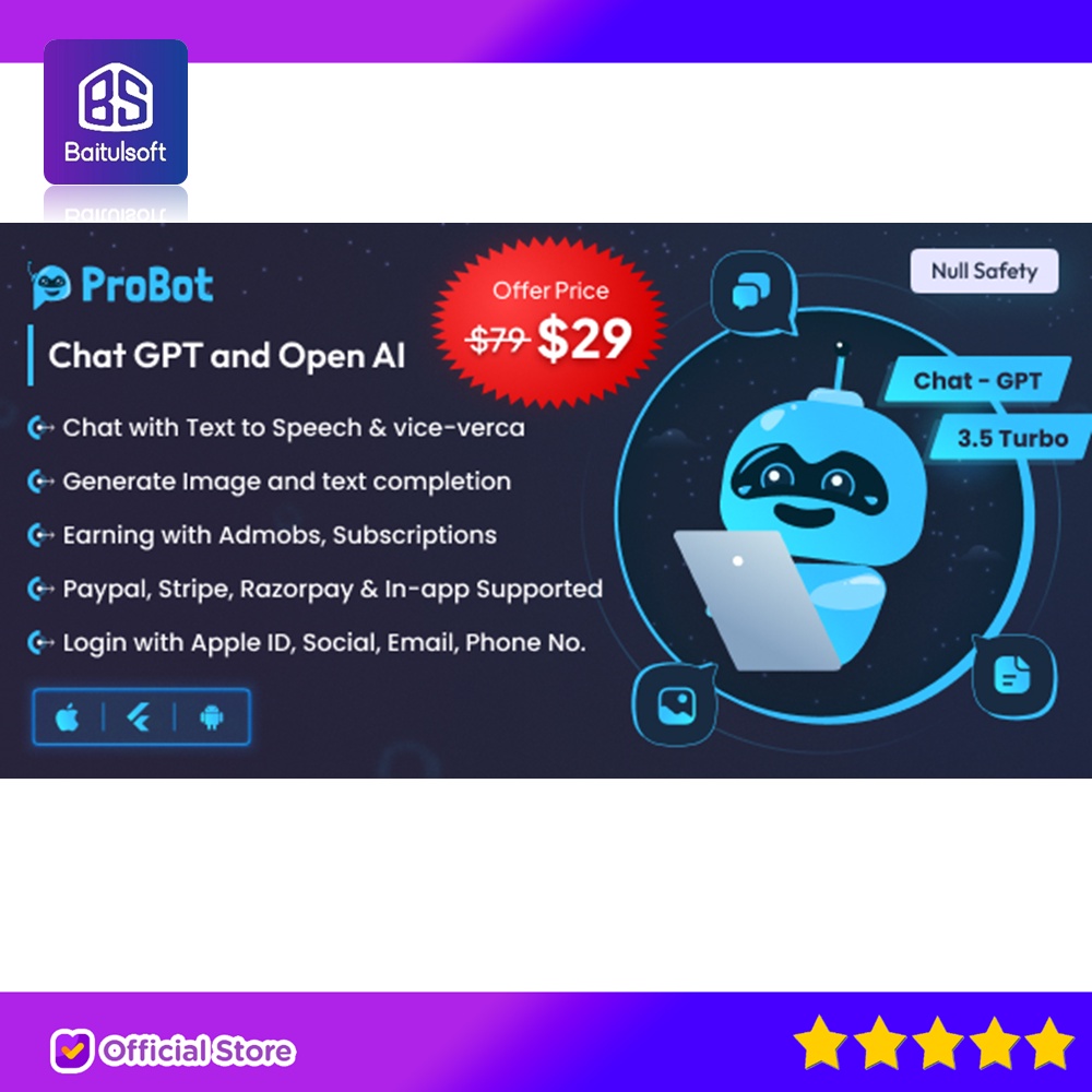 Jual SOURCE CODE APLIKASI PROBOT - CHATGPT | ADMOB | SUBSCRIPTION INAPP | OPEN AI CHAT, WRITING ...