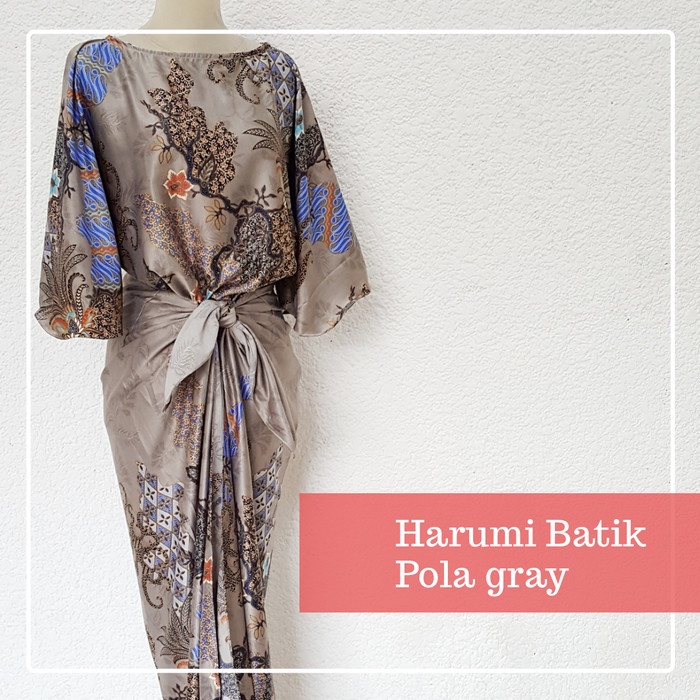 Jual Kaftan Harumi Ikat batik Pola Grey | Shopee Indonesia