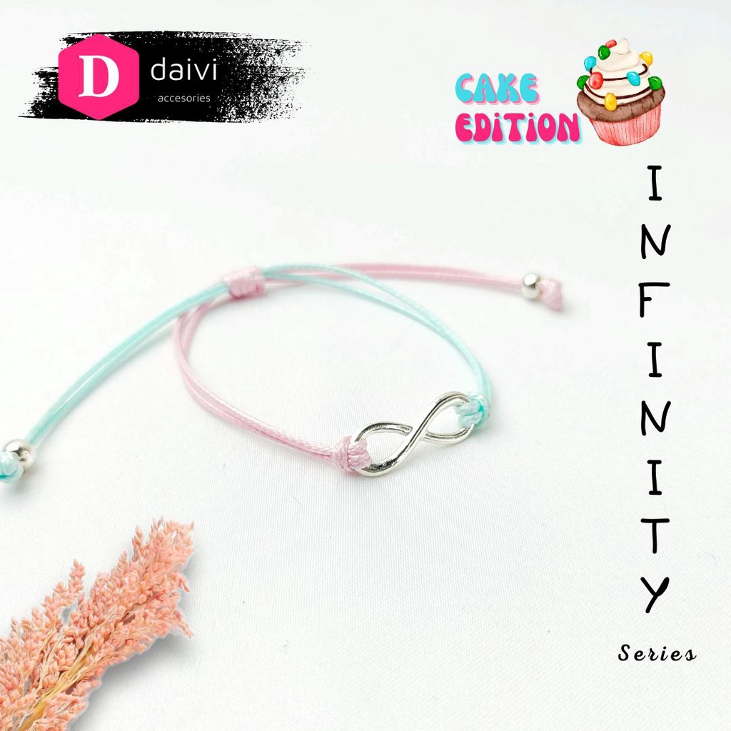 Jual DAIVI Infinity Series Gelang Infinity Serut Tali Silver 2 Warna ...
