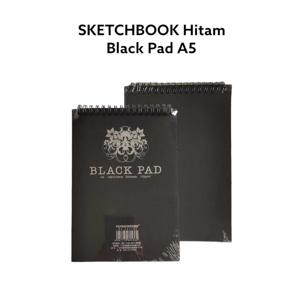 Jual Sketchbook Hitam Potentate ukuran A5 Potrait 120 Gsm 32 Lembar ...