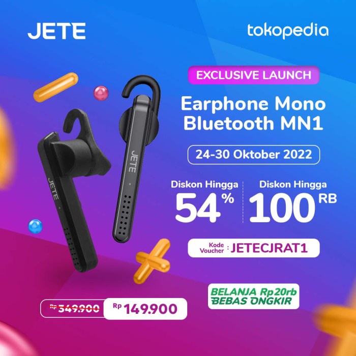 Jual Headset Mono Wireless Earphone Bluetooth JETE MN1 - Garansi 2 ...