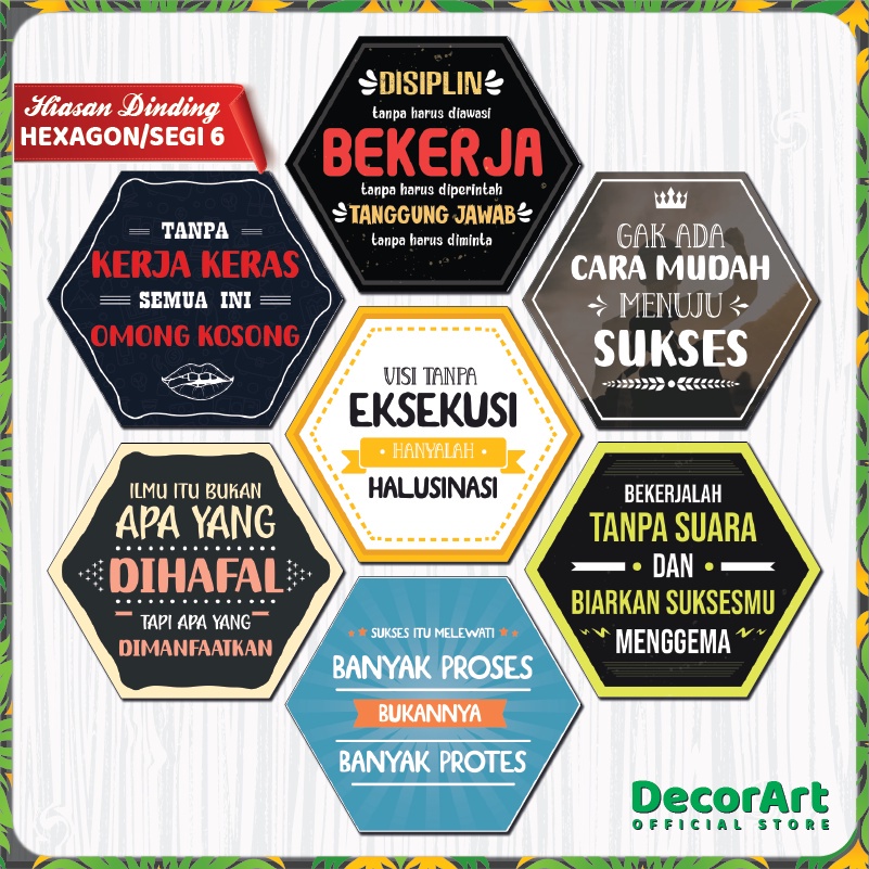Jual DecorArt - Dekorasi Hiasan Dinding Segi 6 Hexagonal Tema Motivasi ...