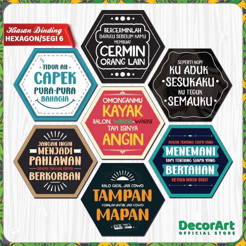 Jual DecorArt - Dekorasi Hiasan Dinding Segi 6 Hexagonal Tema Motivasi ...