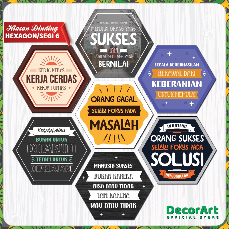 Jual DecorArt - Dekorasi Hiasan Dinding Segi 6 Hexagonal Tema Motivasi ...