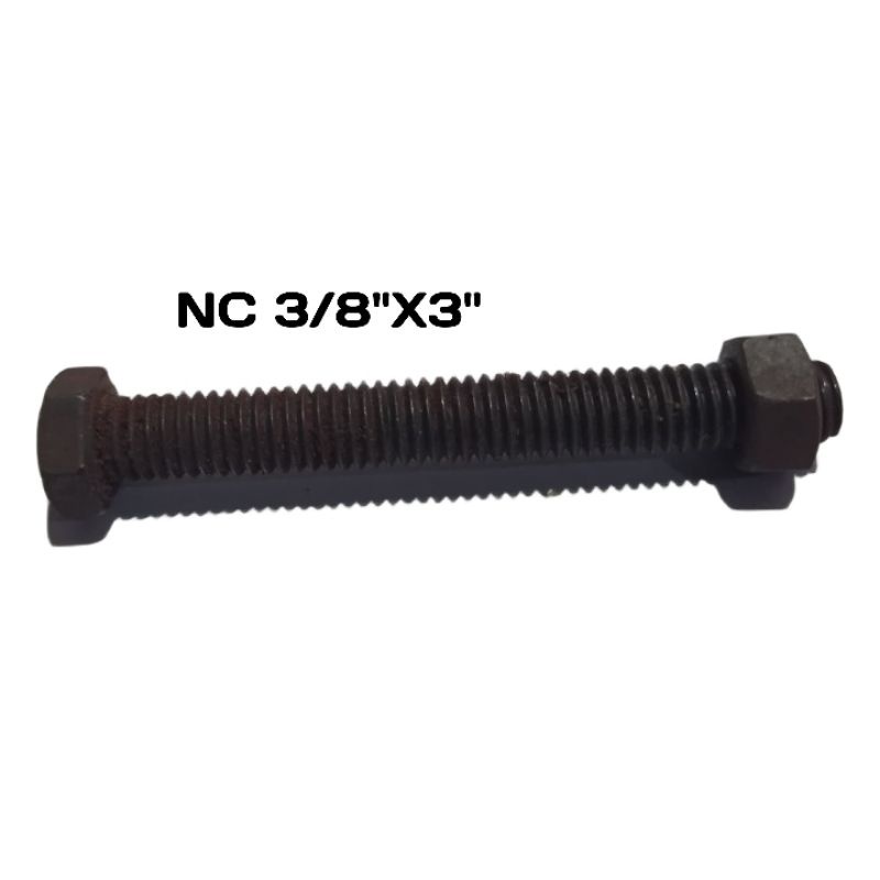 Jual SET MUR BAUT BESI HITAM KUNCI 14 PANJANG 7.5 CM NC 3/8 X 3 ...